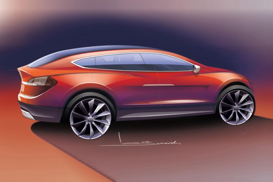 Эскиз Tesla Model X Prototype 2012 года выпуска. Фото 23. VERcity